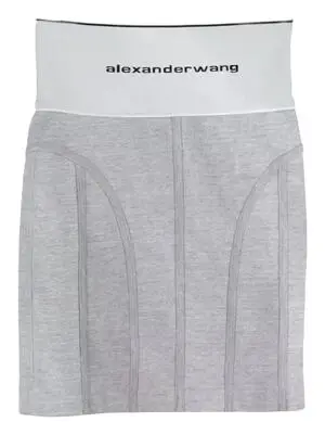 ALEXANDER WANG Elastic-logo Mini Skirt - Grey