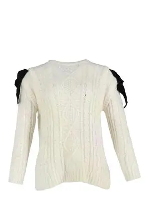Red Valentino Cable-knit Jumper With Bow Detail - White