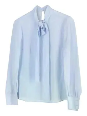 Miu Miu Pussy-bow Long-sleeve Blouse - Blue