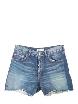 Balenciaga Distressed-effect Denim Shorts - Blue