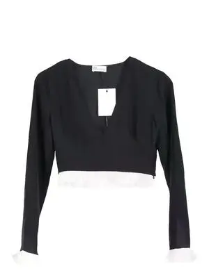 Red Valentino Ruffled-hem Cropped Top - Black