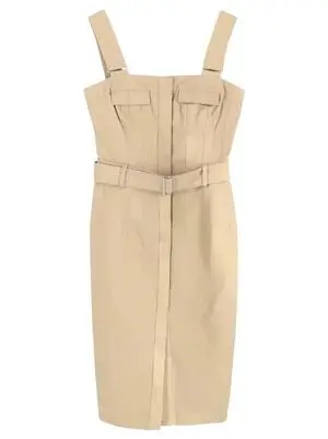 Alexander McQueen Cotton Belted Midi Dress - Neutrals
