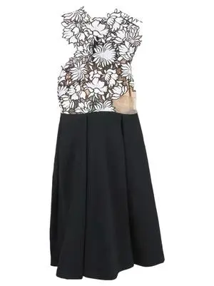 SELF-PORTRAIT Floral Lace Detailed Midi Dress - Black