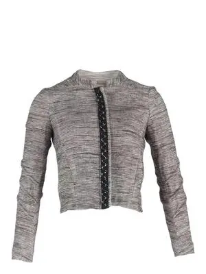 Maje Calli Embellished Cropped Jacket - Grey