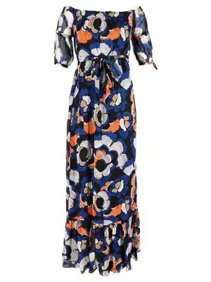 Diane Von Furstenberg Ashley Off-shoulder Belted Dress - Blue