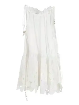 Zimmermann Scalloped Self-tie Top - White