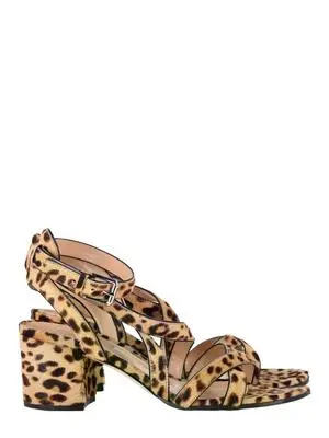 GIANVITO ROSSI Leopard-print Block-heel Sandals - Brown