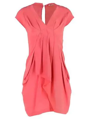 Miu Miu V-neck Silk Mini Dress - Pink