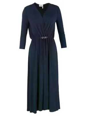 LANVIN V-neck Long-sleeve Midi Dress - Blue