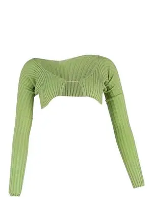 Jacquemus La Pralù Ribbed Cardigan - Green