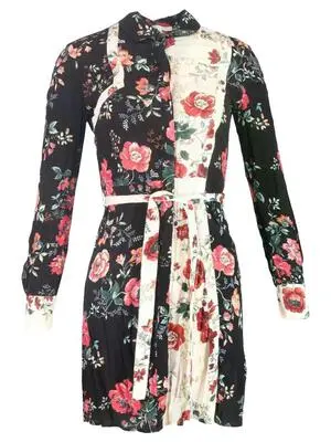 Maje Riller Floral Mini Shirt Dress - Black