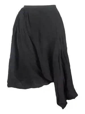Yohji Yamamoto Asymmetric Draped Midi Skirt - Black