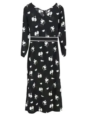 Giorgio Armani Floral-print Midi Dress - Black