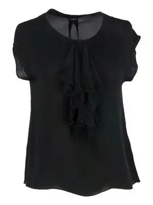 JOSEPH Silk Ruffle Blouse - Black