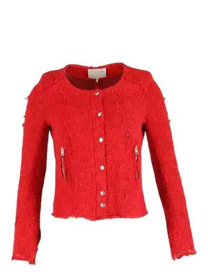 IRO PARIS Tweed Zip Jacket - Red