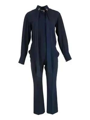 Chloé Tie-neck Trousers And Blouse Set - Blue