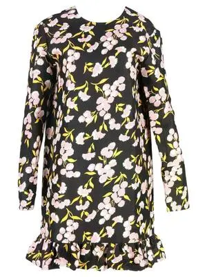 Marni Floral-print Ruffled Hem Dress - Black