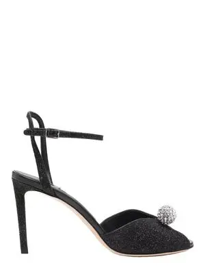 JIMMY CHOO Sacora Glitter Heeled Sandals - Black