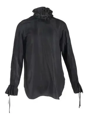 Dries Van Noten Mock-neck Long-sleeve Blouse - Black