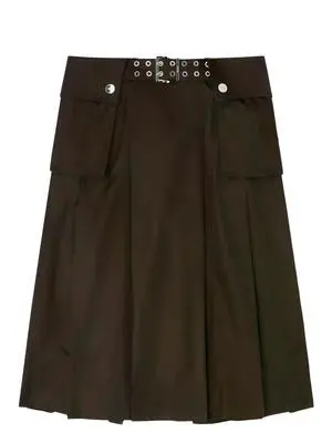 GANNI Belted Pocket Midi Skirt - Brown