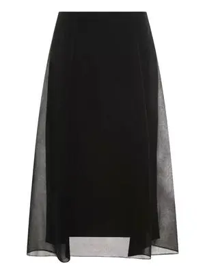 Brunello Cucinelli Sheer Panel A-line Skirt - Black