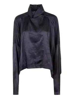 Rick Owens Funnel-neck Long-sleeve Blouse - Black