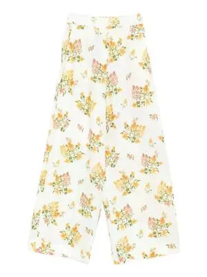 Agua Bendita Floral Palazzo Pants - White