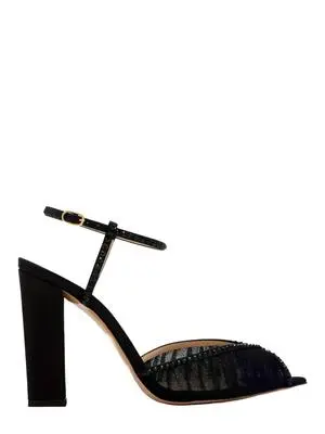 ANDREA WAZEN Katy Embellished Block-heel Sandals - Black