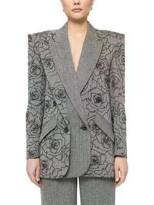 NISSA Sequin-embellished Double-breasted Blazer - Grey