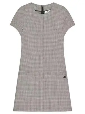 COURREGES Houndstooth Pattern Mini Dress - Grey