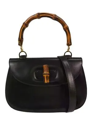 Gucci 1990-2000s Bamboo 1947 Leather Shoulder Bag - Black