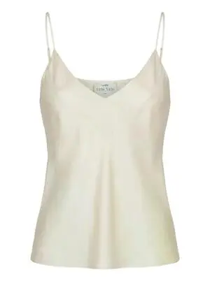 FORTE_FORTE V-neck Silk Top - Neutrals
