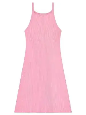 COURREGES Ribbed-knit A-line Mini Dress - Pink