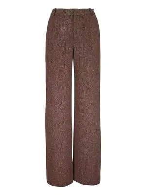 L'Agence Livvy Herringbone Trousers - Brown