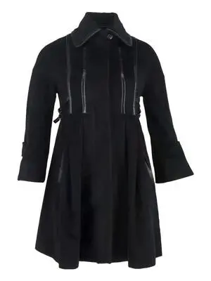 Sportmax Leather-trim Wool Coat - Black