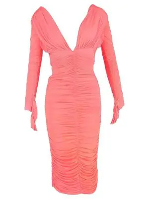 Alex Perry Ruched Midi Dress - Pink