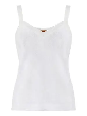 Missoni V-neck Zigzag-pattern Tank Top - White