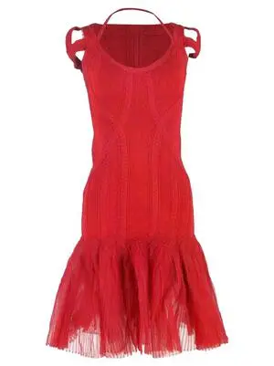 Herve Leger Tulle-skirt Midi Dress - Red
