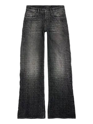 Balenciaga Printed Wide-leg Jeans - Grey