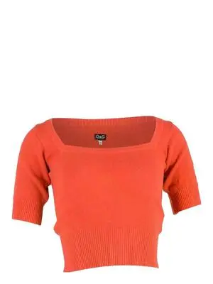 Dolce & Gabbana Square-neck Ribbed Top - Orange