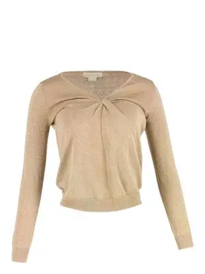 Michael Kors Twist-front Long-sleeve Sweater - Neutrals