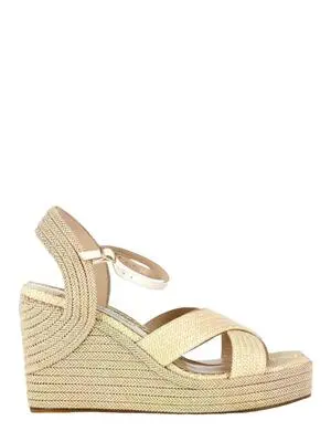 JIMMY CHOO Criss-cross Wedge Espadrilles - Neutrals