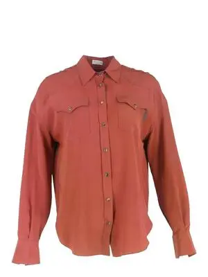 Brunello Cucinelli Flap-pocket Silk Shirt - Red