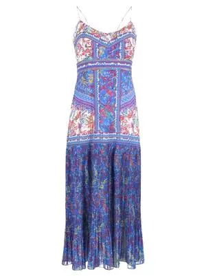 Saloni Printed Midi Dress - Blue