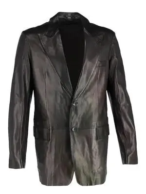 Gucci Single-breasted Leather Blazer - Brown
