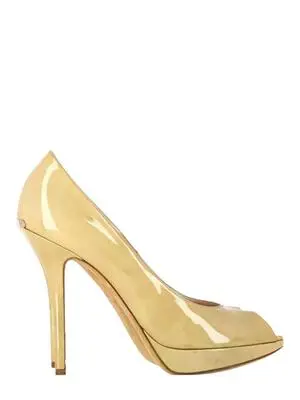 Dior Patent-leather Peep-toe Pumps - Yellow