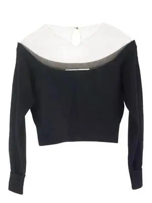 ALEXANDER WANG Tulle-accent Cropped Sweater - Black
