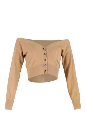 ALEXANDER WANG Off-shoulder Cropped Cardigan - Brown