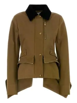 Alexander McQueen Peplum Cotton Jacket - Brown