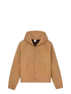 A BATHING APE Appliqué Button Hooded Sweater - Brown